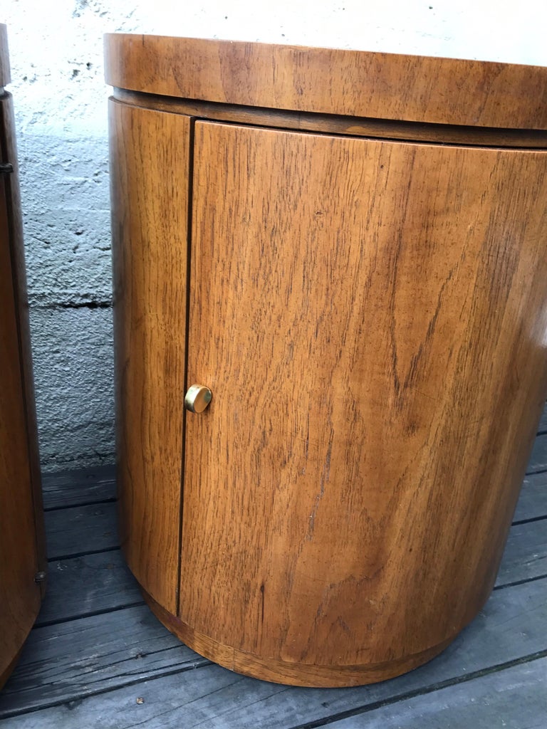 Pair of Mid-Century Modern Tubular Round Side Tables by Drexel at 1stDibs