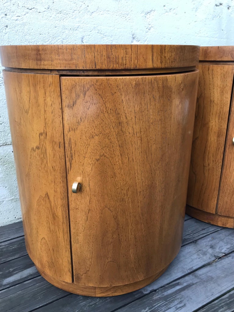 Pair of Mid-Century Modern Tubular Round Side Tables by Drexel at 1stDibs