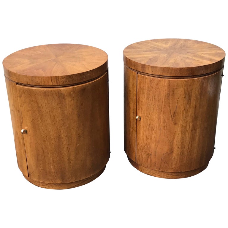 Pair of Mid-Century Modern Tubular Round Side Tables by Drexel at 1stDibs