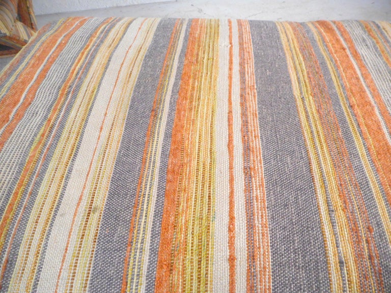 Pair of Mid-Century Modern Upholstered X-Base Ottomans at 1stDibs