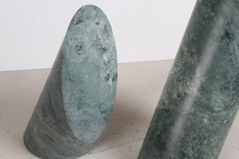 Pair of Mid-Century Modern Verde Alpi Marble Angled Cylinder Form ...