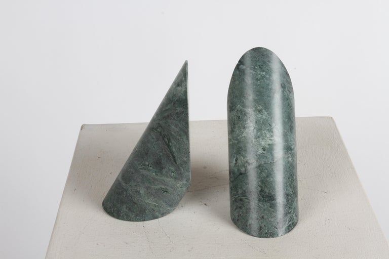 Pair of Mid-Century Modern Verde Alpi Marble Angled Cylinder Form ...