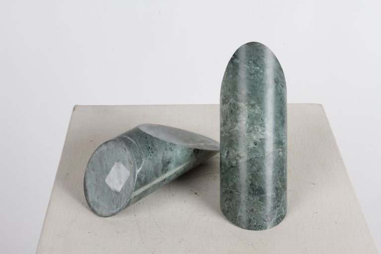 Pair of Mid-Century Modern Verde Alpi Marble Angled Cylinder Form ...