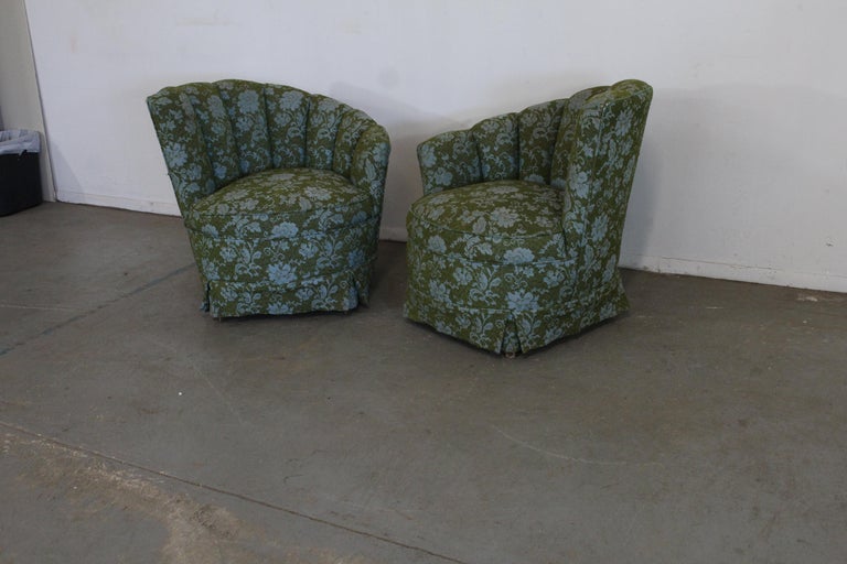 Pair of Mid-Century Modern Corkscrew Club Chairs For Sale at 1stDibs