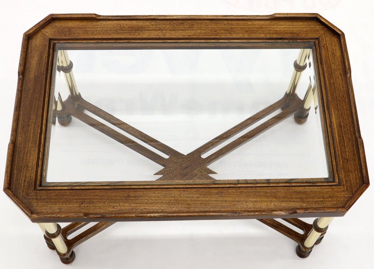 Pair of Mid-Century Modern X-Bases Glass Tops End Side Tables For Sale ...