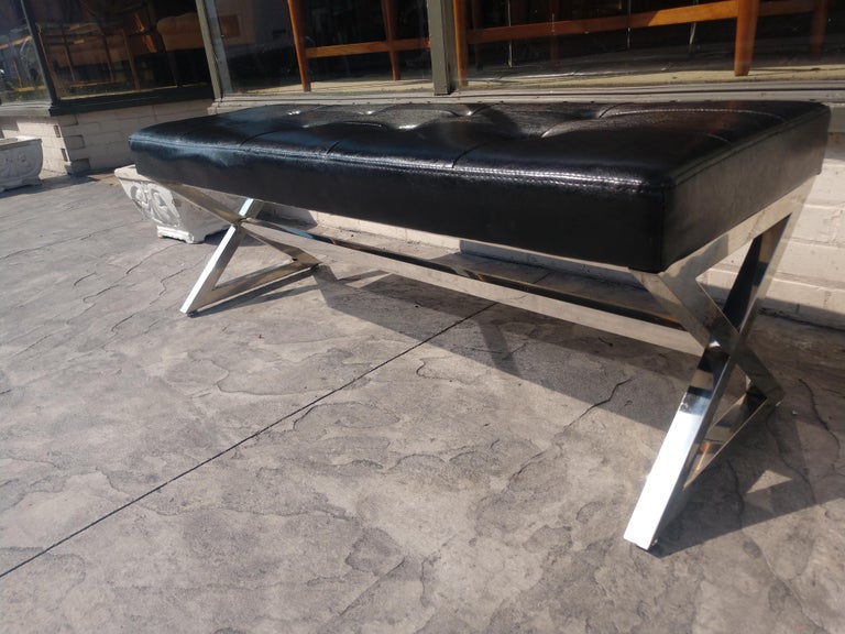 Pair of Mid Century Modern X Frame Benches For Sale at 1stDibs