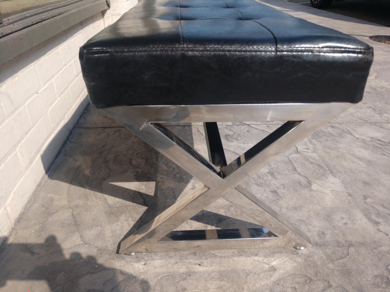 Pair of Mid Century Modern X Frame Benches For Sale at 1stDibs