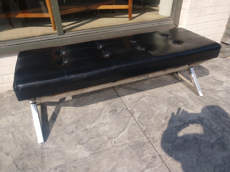 Pair of Mid Century Modern X Frame Benches For Sale at 1stDibs