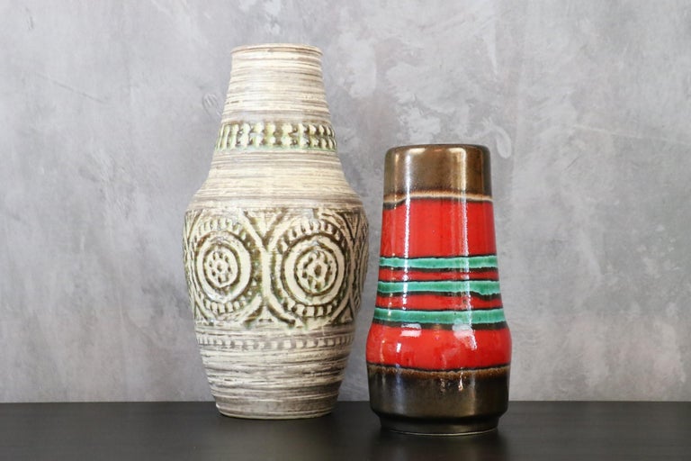 Pair of Mid-Century Modernist West German Vases by Scheurich Keramik ...