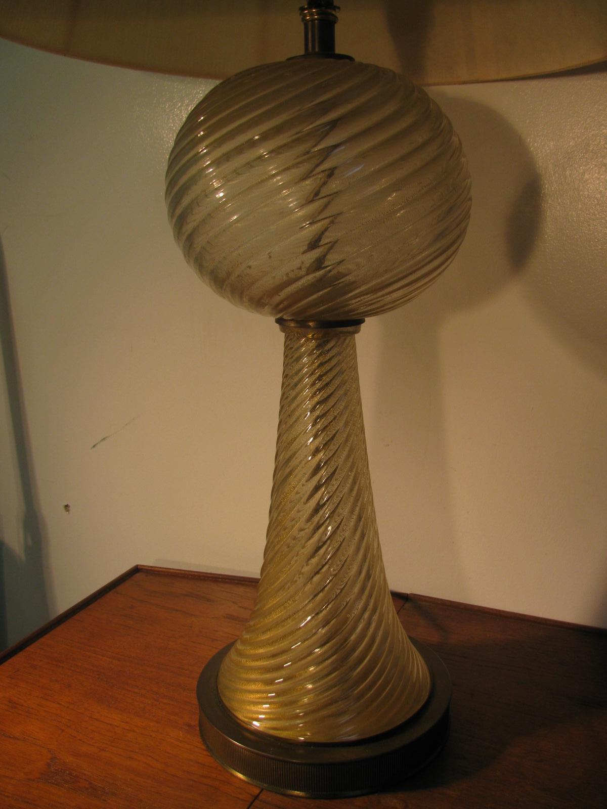 Pair Of Mid Century Modern Murano Barovier and Toso Table Lamps For ...