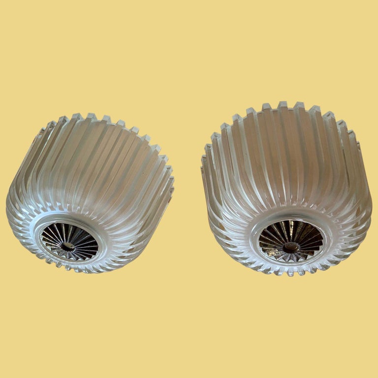 Pair of Mid-Century Murano Glass Plafonnieres Flash Mounted Ceiling ...