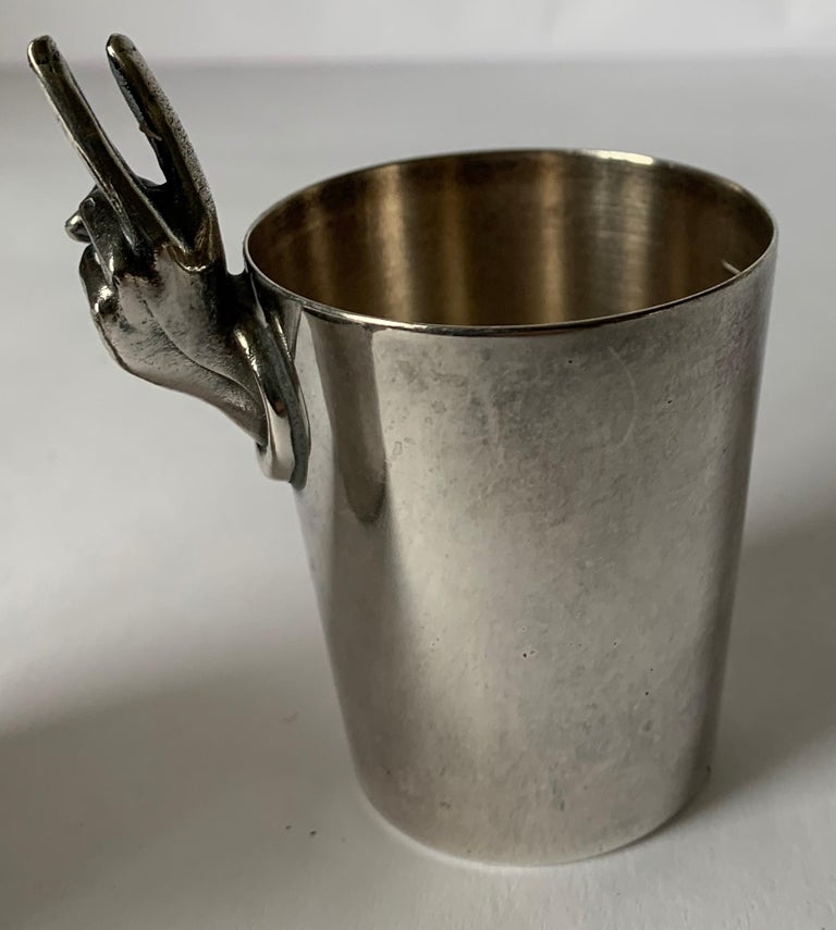 Pair of Midcentury Napier Silver Plated Finger Jiggers at 1stDibs