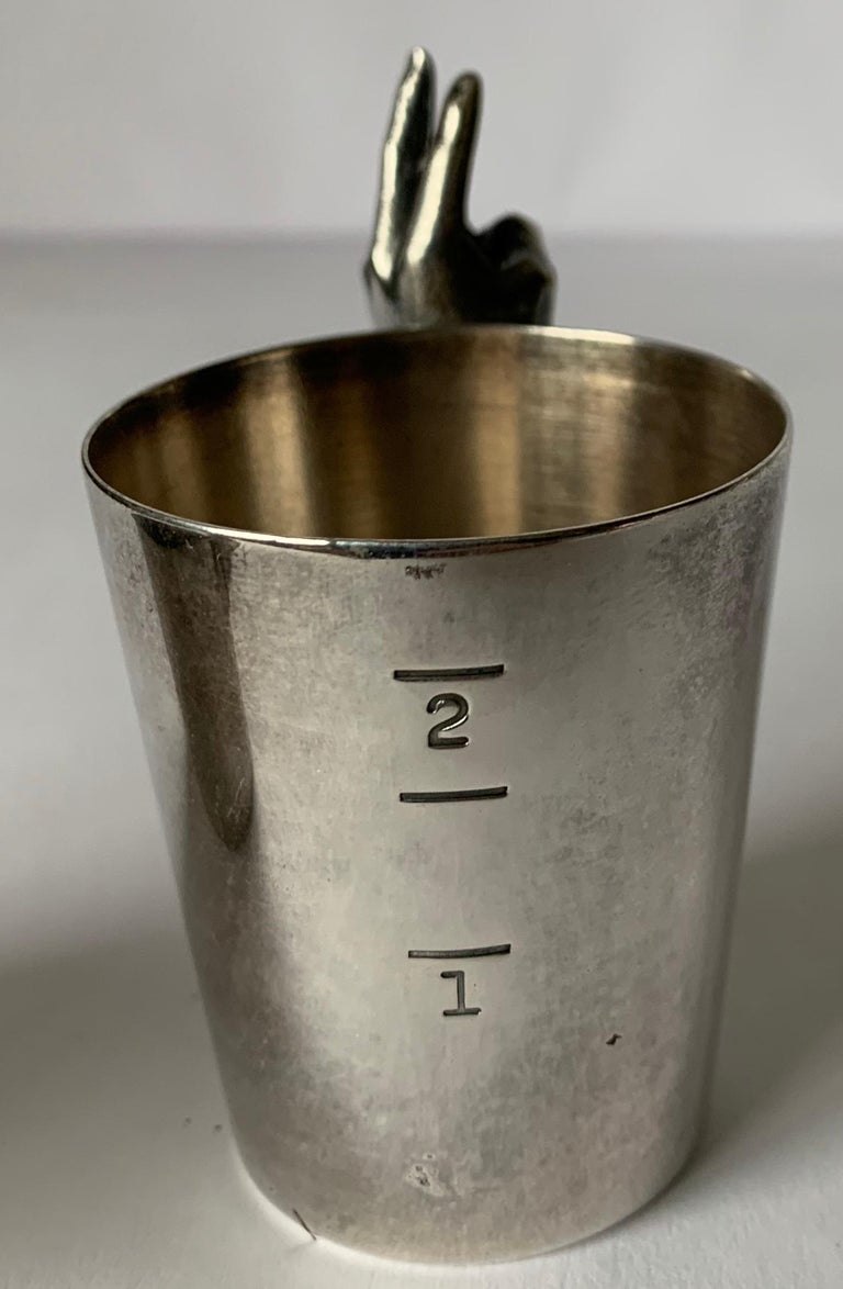 Pair of Midcentury Napier Silver Plated Finger Jiggers at 1stDibs