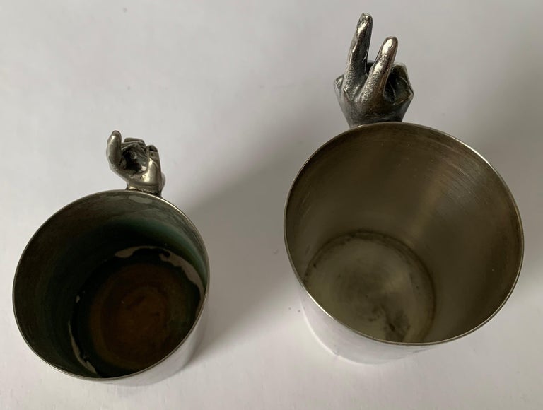 Pair of Midcentury Napier Silver Plated Finger Jiggers at 1stDibs