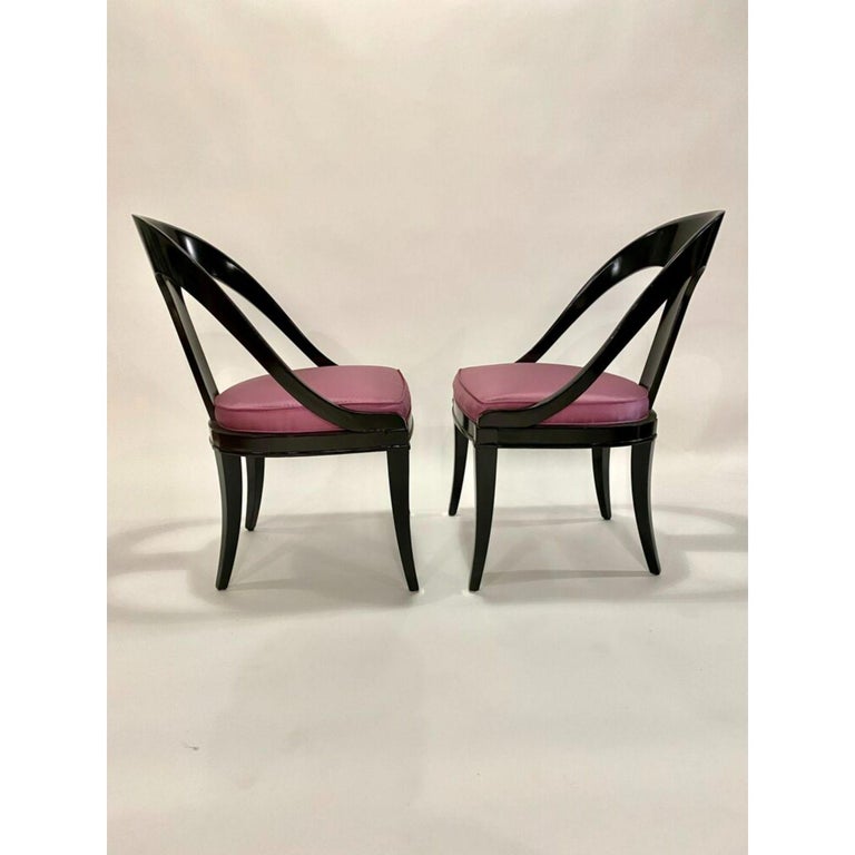 Pair of Mid-Century Neoclassic Style Spoon Chairs in Fabric and Wood ...