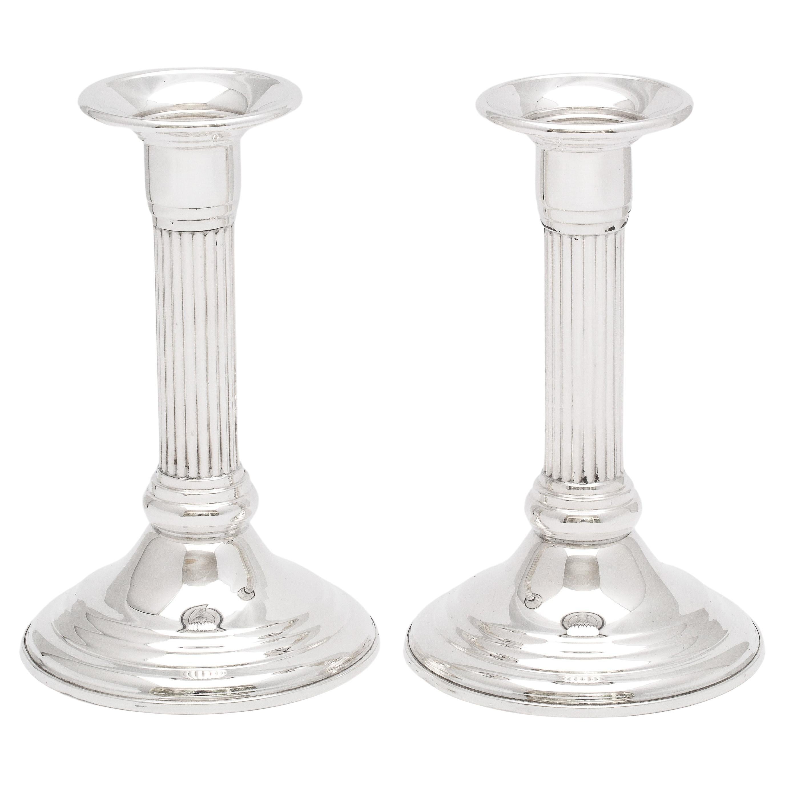 Pair of Neoclassic Style Sterling Silver Candlesticks For Sale at 1stDibs