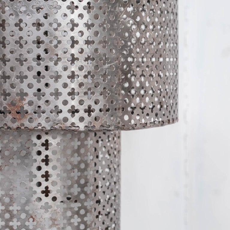Pair of Mid-Century Perforated Metal Wall Sconce Lights For Sale at 1stDibs