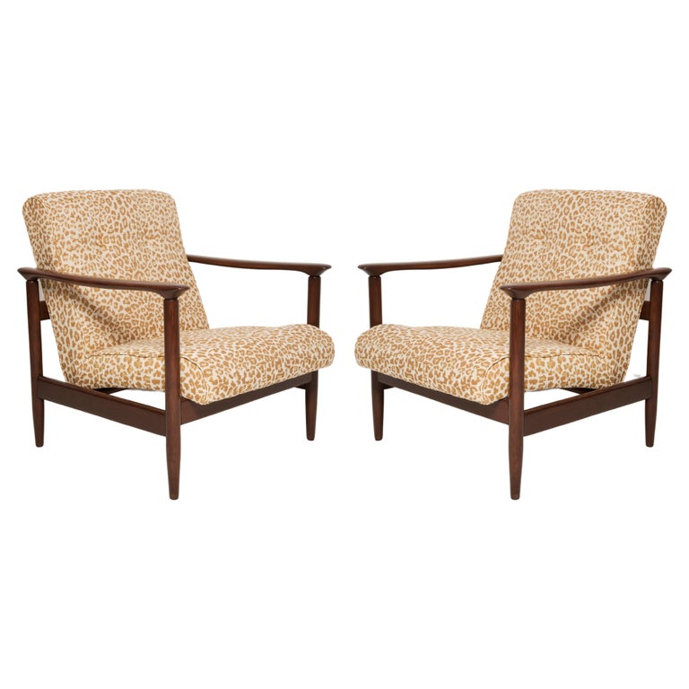 Pair of Mid-Century Pixel Leopard Armchairs, GFM 142, Edmund Homa ...