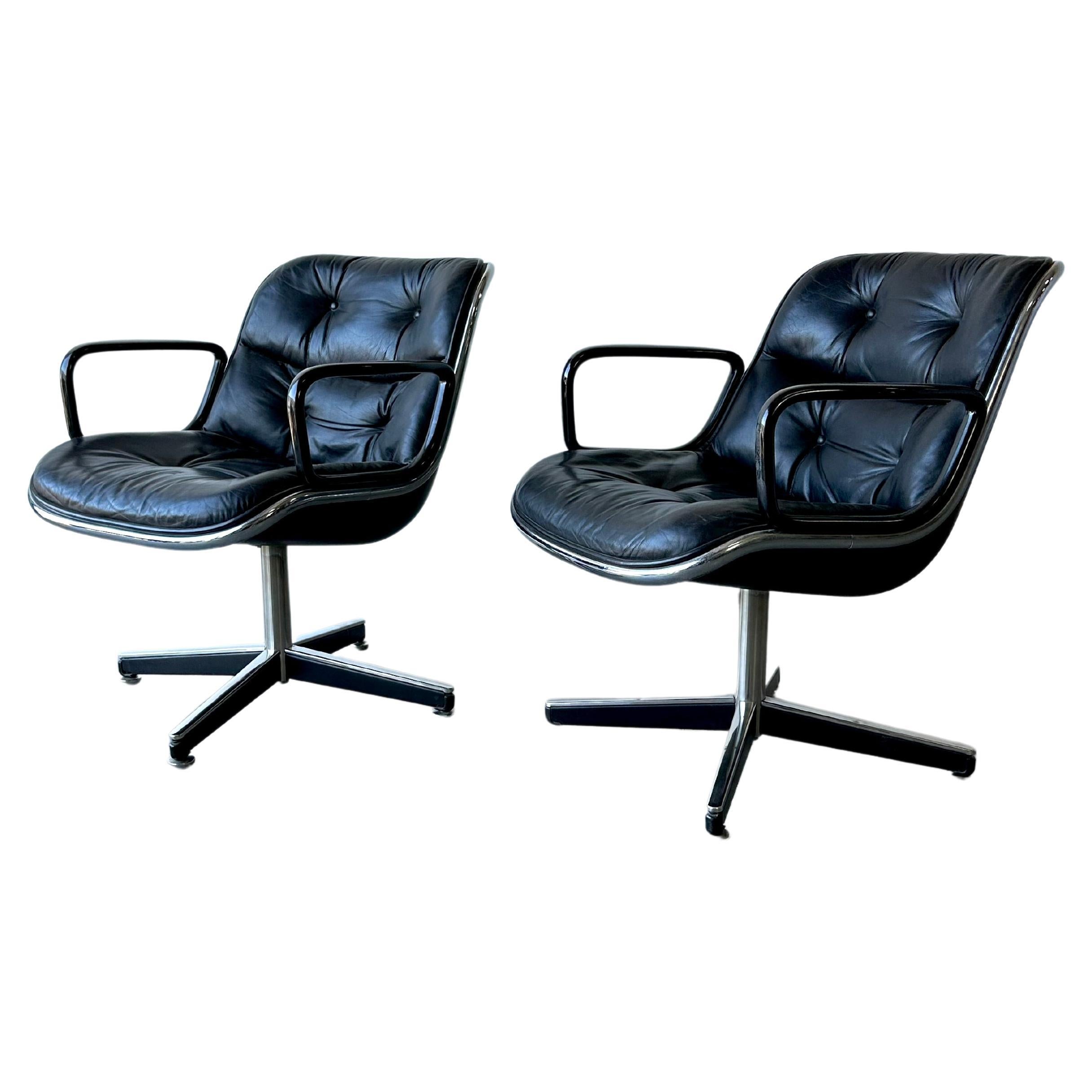 Pair of Midcentury Pollock Executive Lounge Chair / Knoll, Leather and ...