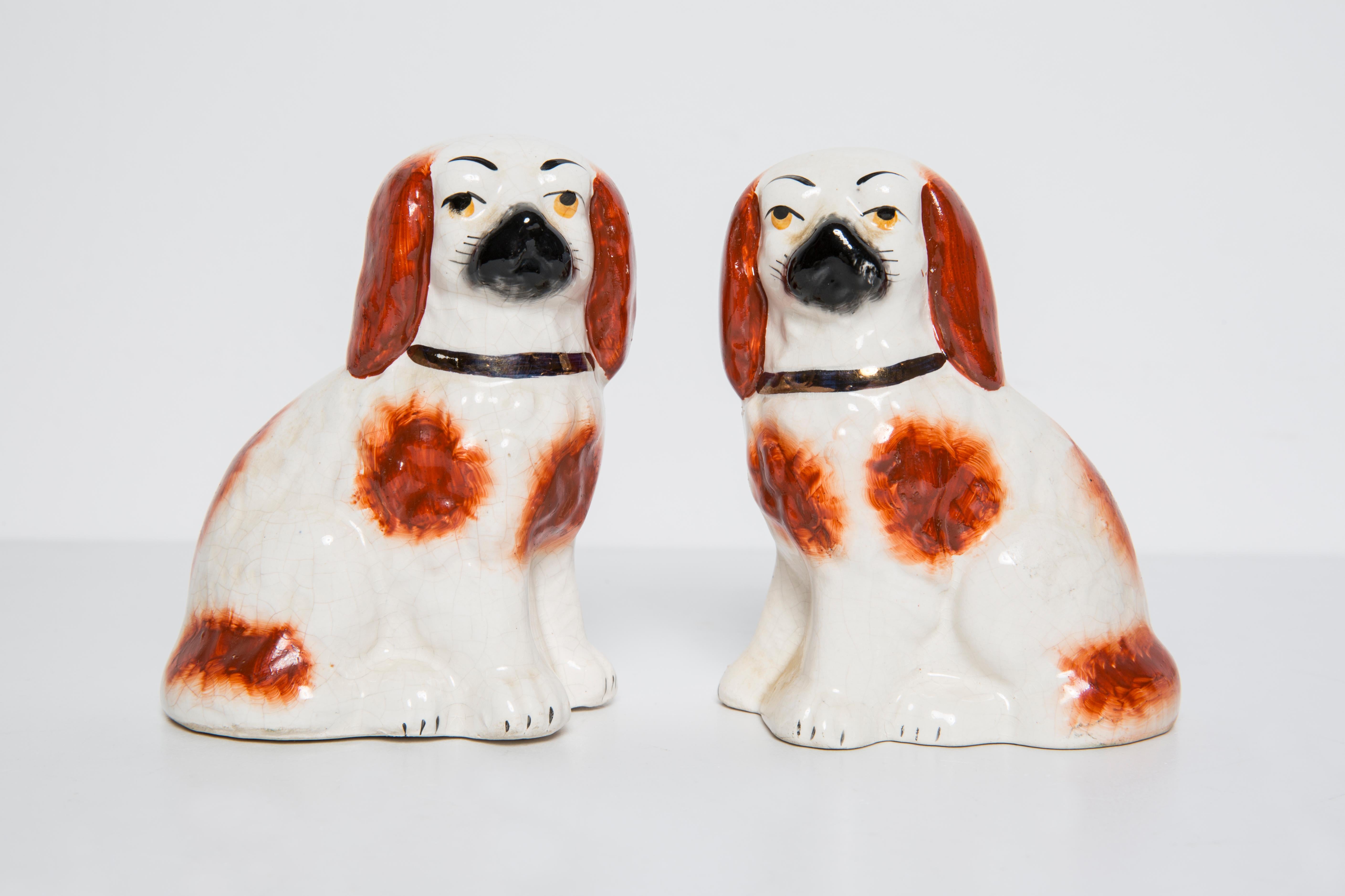 Pair of Mid Century Pottery Spaniel Dogs Sculpture Staffordshire ...
