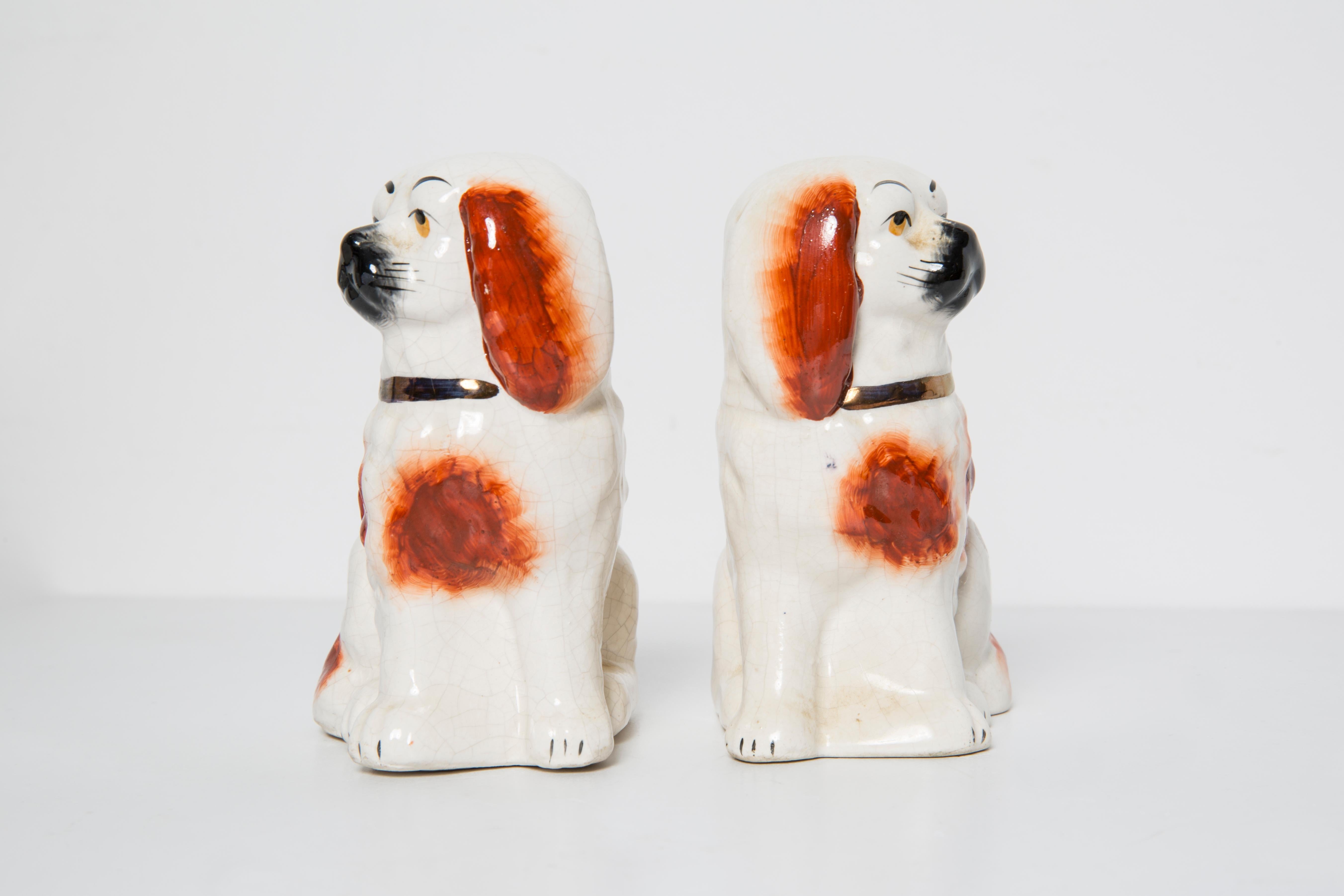 Pair of Mid Century Pottery Spaniel Dogs Sculpture Staffordshire ...