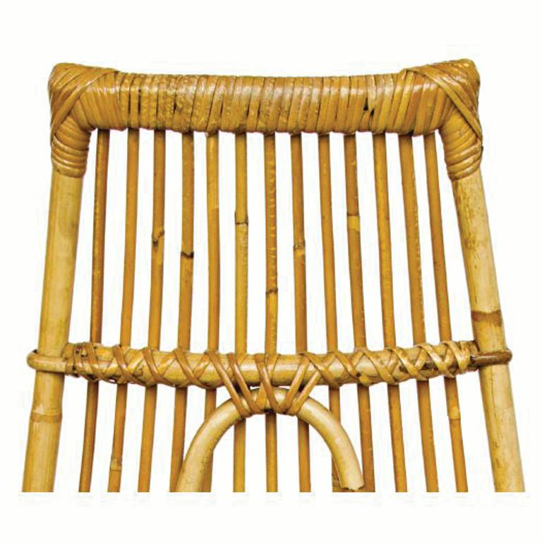 Pair of Midcentury Rattan and Bamboo High Back Chairs For Sale at 1stDibs