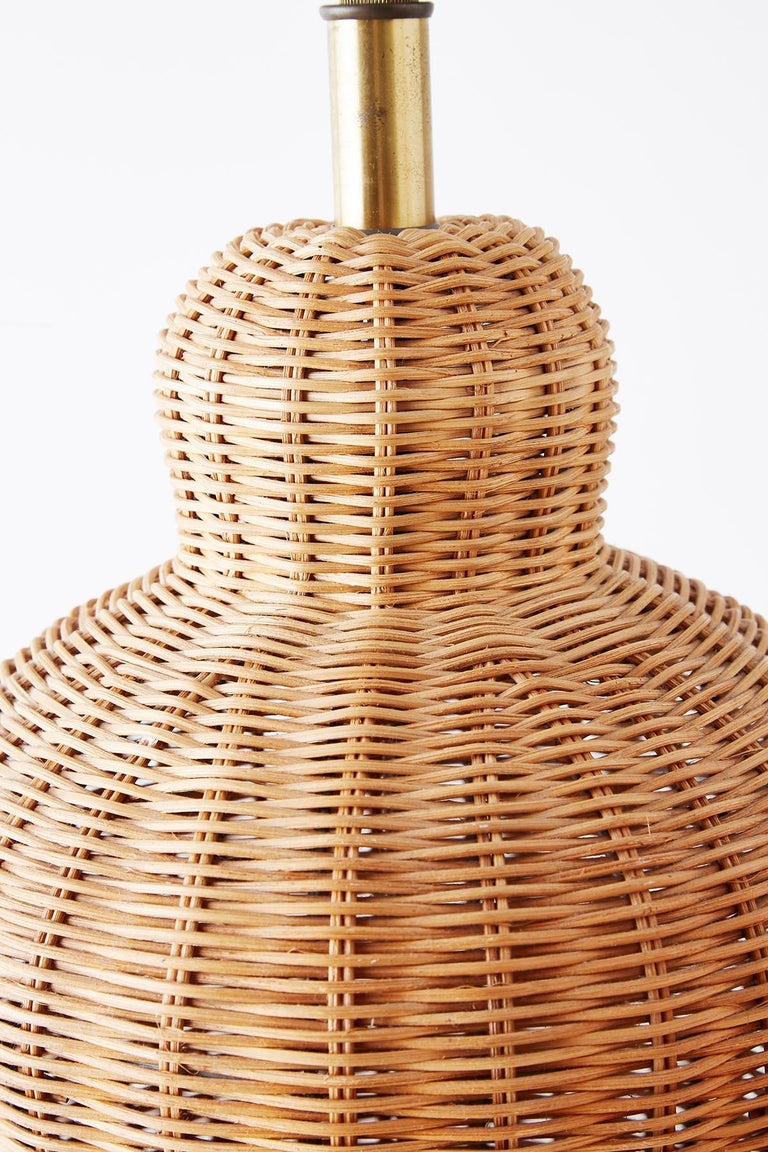Pair of Midcentury Rattan Basket Lamps at 1stDibs