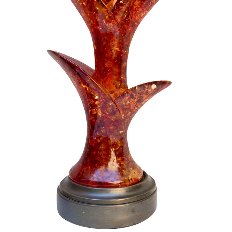 Pair of Midcentury Red Lucite Table Lamps For Sale at 1stDibs