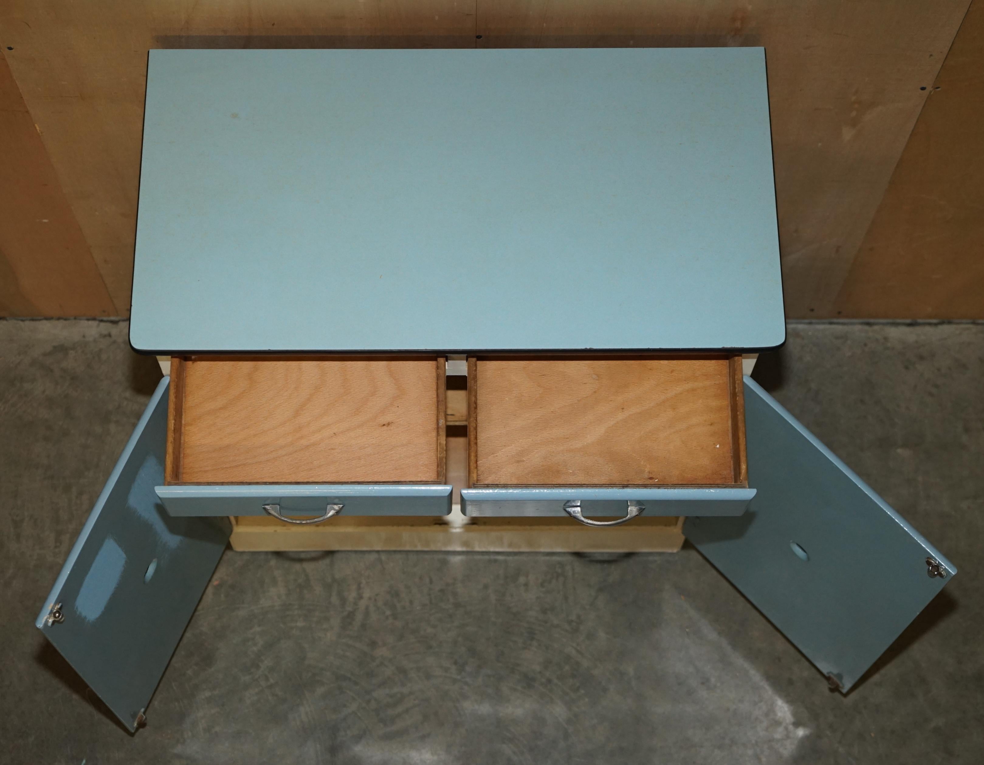 Pair of Midcentury Retro circa 1950s Duck Egg Blue Kitchen Sideboard ...