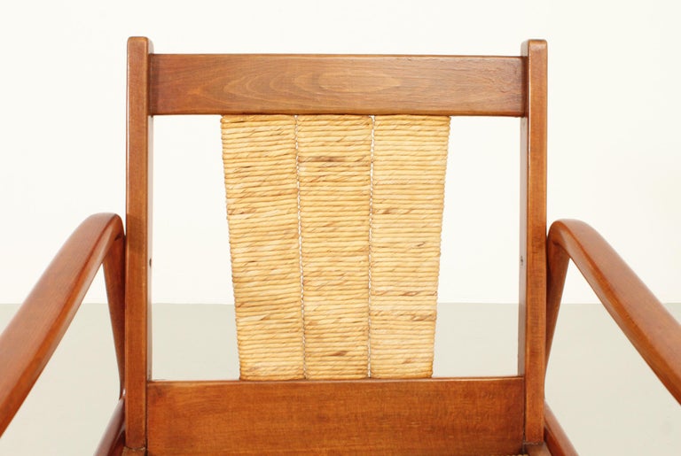 Pair of Mid-Century Rocking Chairs with Woven Straw, Spain, 1960's For ...