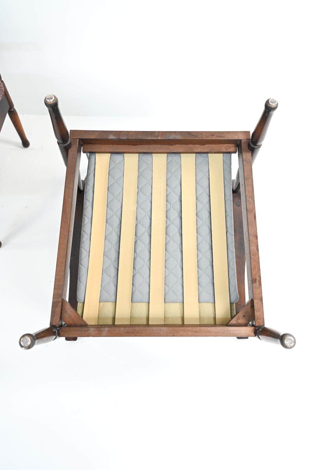 Pair of Mid-Century Spindle-Back Easy Chairs and Ottoman, Manner of ...