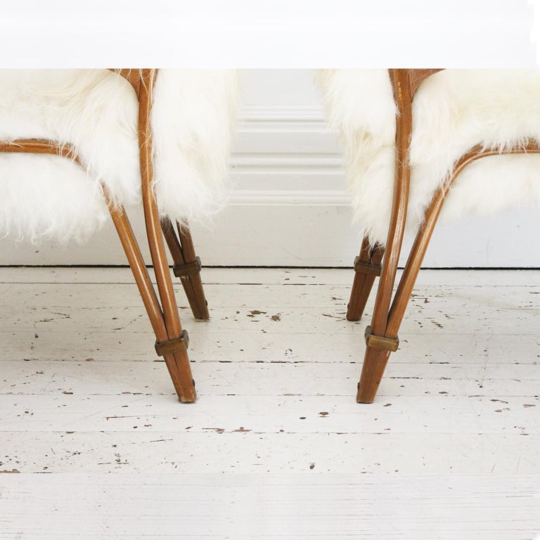 Pair of Mid Century Steiner Chairs with Icelandic Sheepskin Upholstery ...