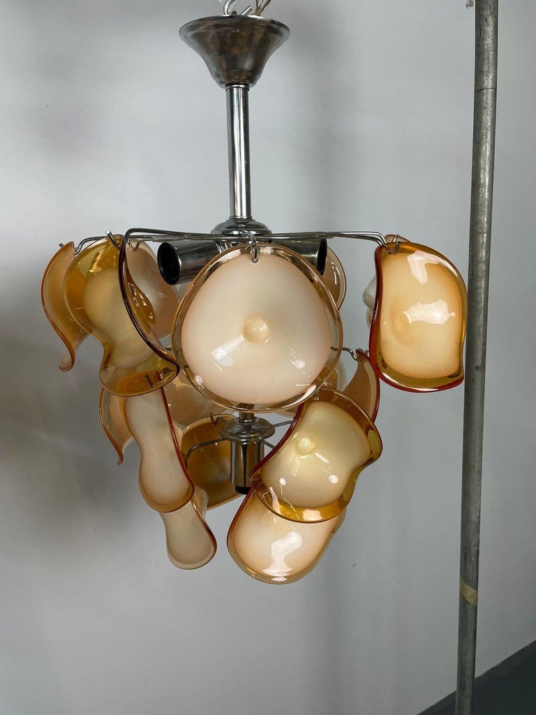 Pair of Mid-Century Style Small Hand Blown Murano Glass Chandeliers ...