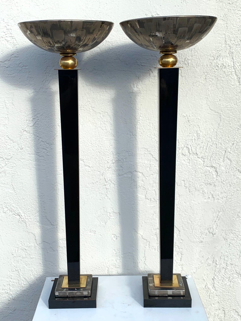 Pair of Midcentury Table Torchiere Lamps, Attributed to Mangani For ...