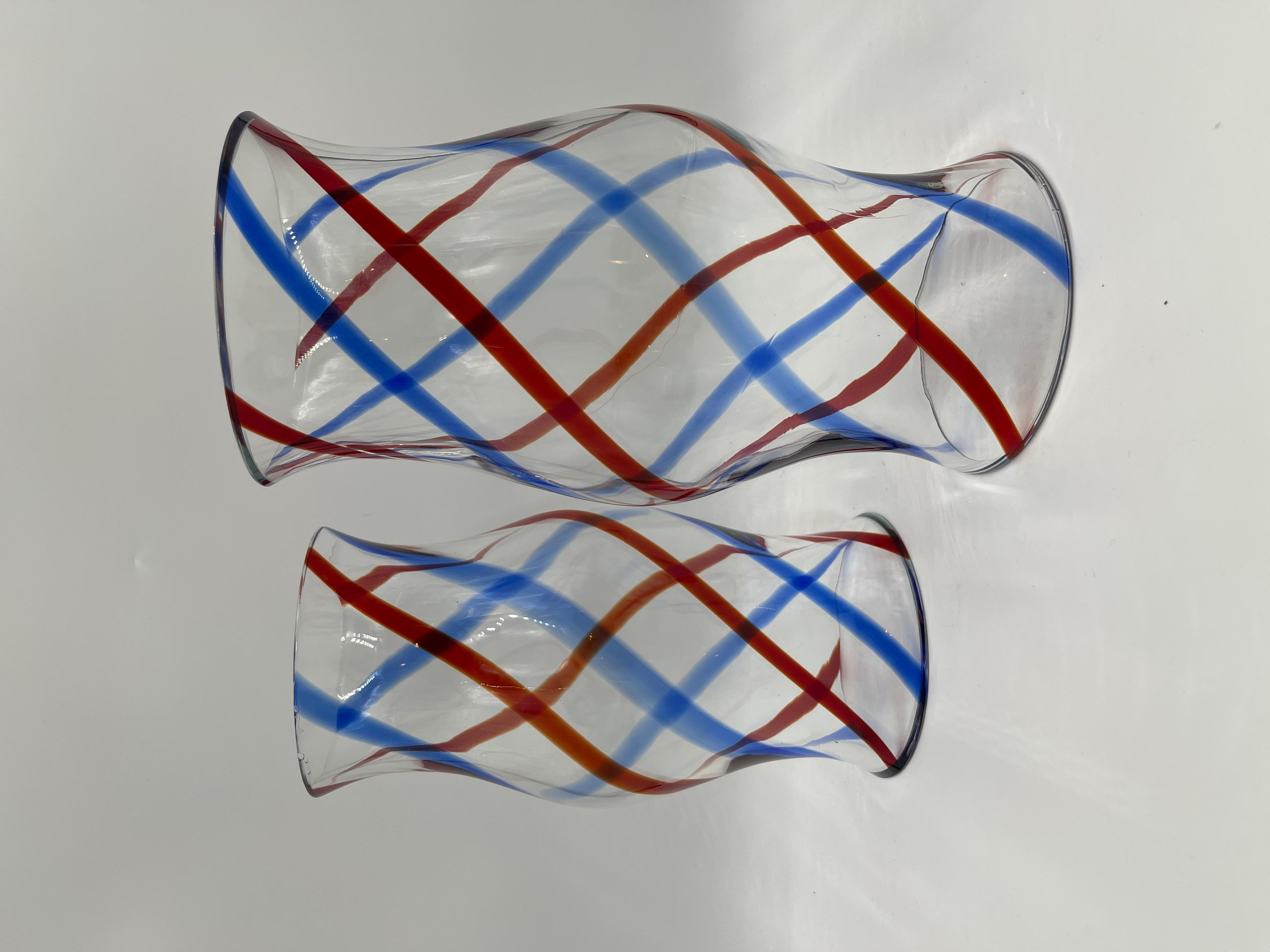 Pair of Mid-Century Venetian Murano Glass Hurricanes For Sale at 1stDibs
