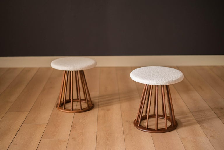 Pair of Mid Century Walnut Spindle Stools by Arthur Umanoff at 1stDibs