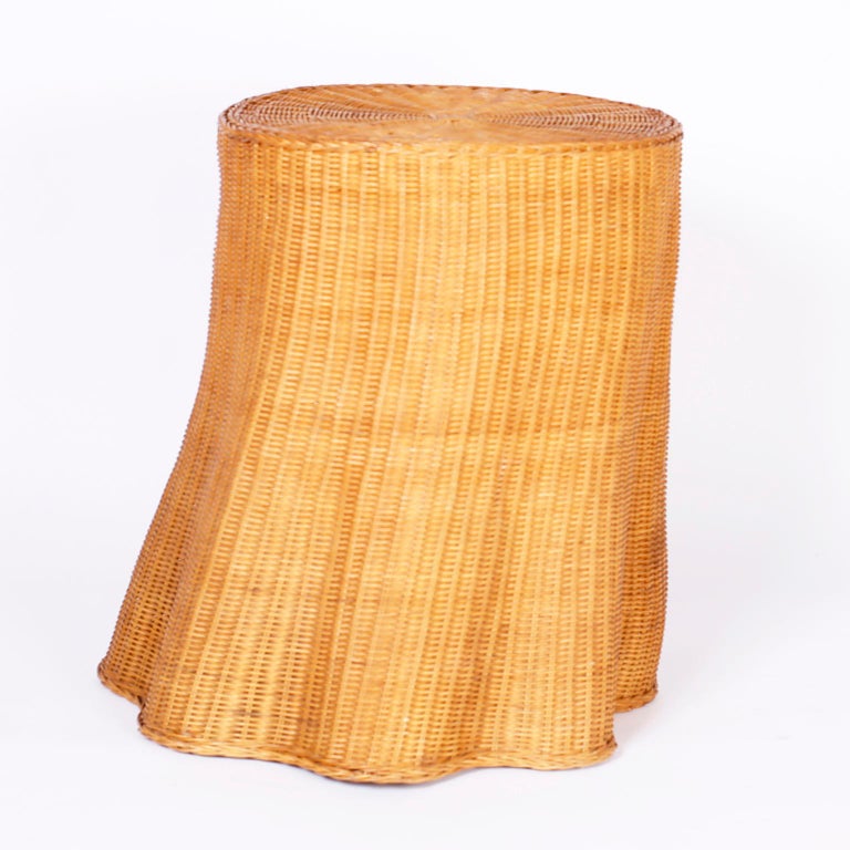 Pair of Midcentury Wicker Drape Tables or Stands at 1stDibs