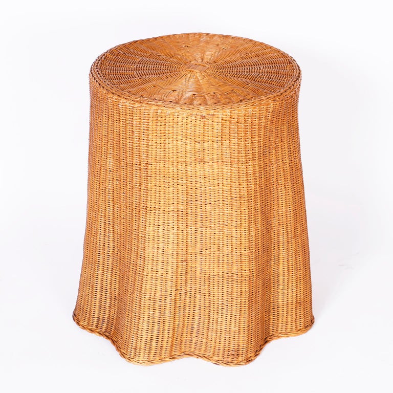 Pair of Midcentury Wicker Drape Tables or Stands at 1stDibs