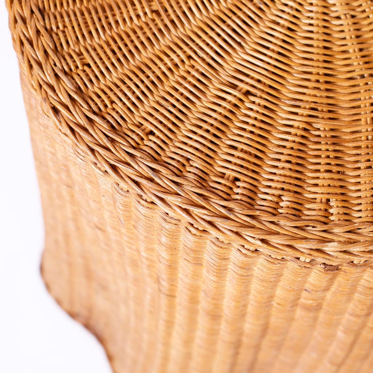 Pair of Midcentury Wicker Drape Tables or Stands at 1stDibs