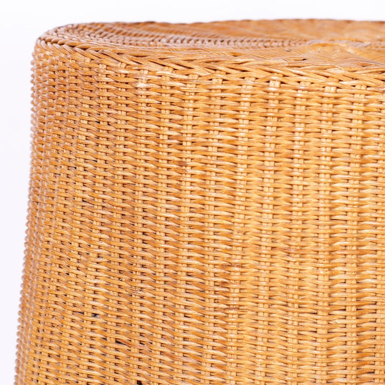 Pair of Midcentury Wicker Drape Tables or Stands at 1stDibs