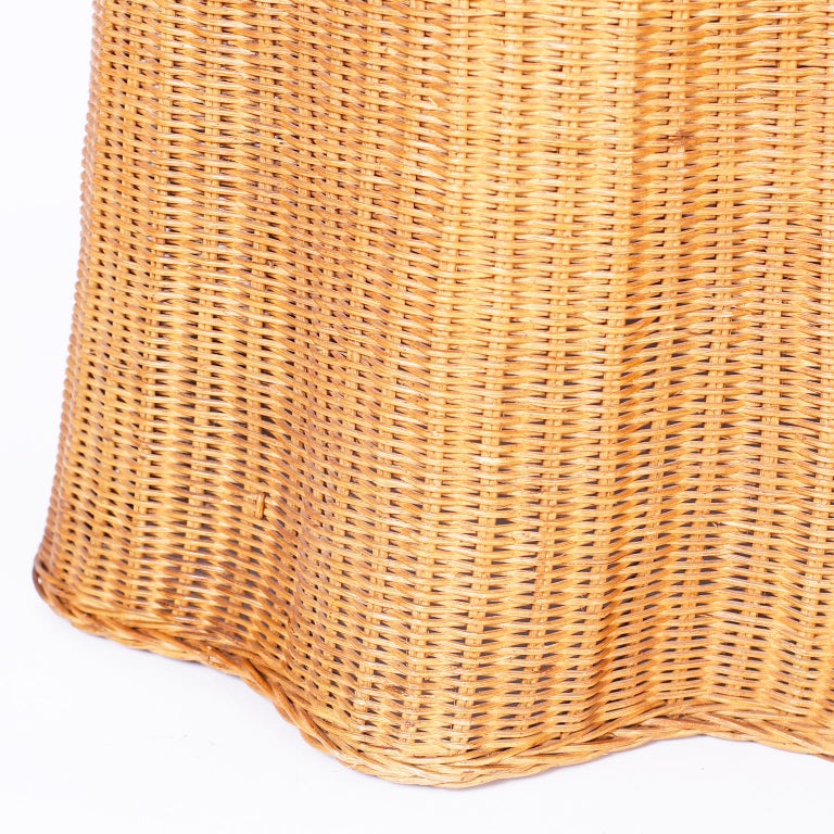 Pair of Midcentury Wicker Drape Tables or Stands at 1stDibs