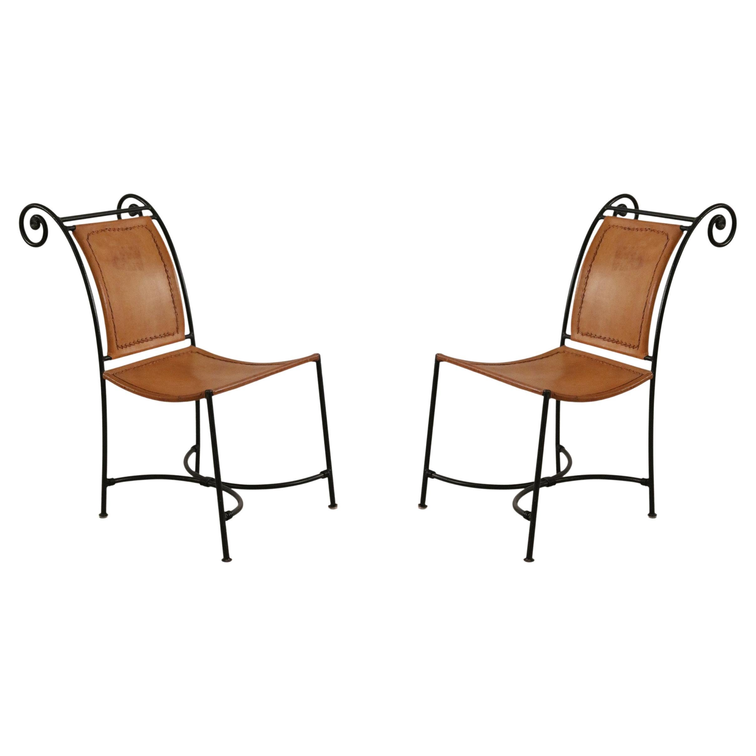 Wrought Iron Tip Top Equipment Salterini Style Scrolling Side Chairs, a ...