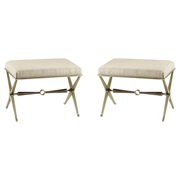 Pair of Mid-Century x Stools For Sale at 1stDibs