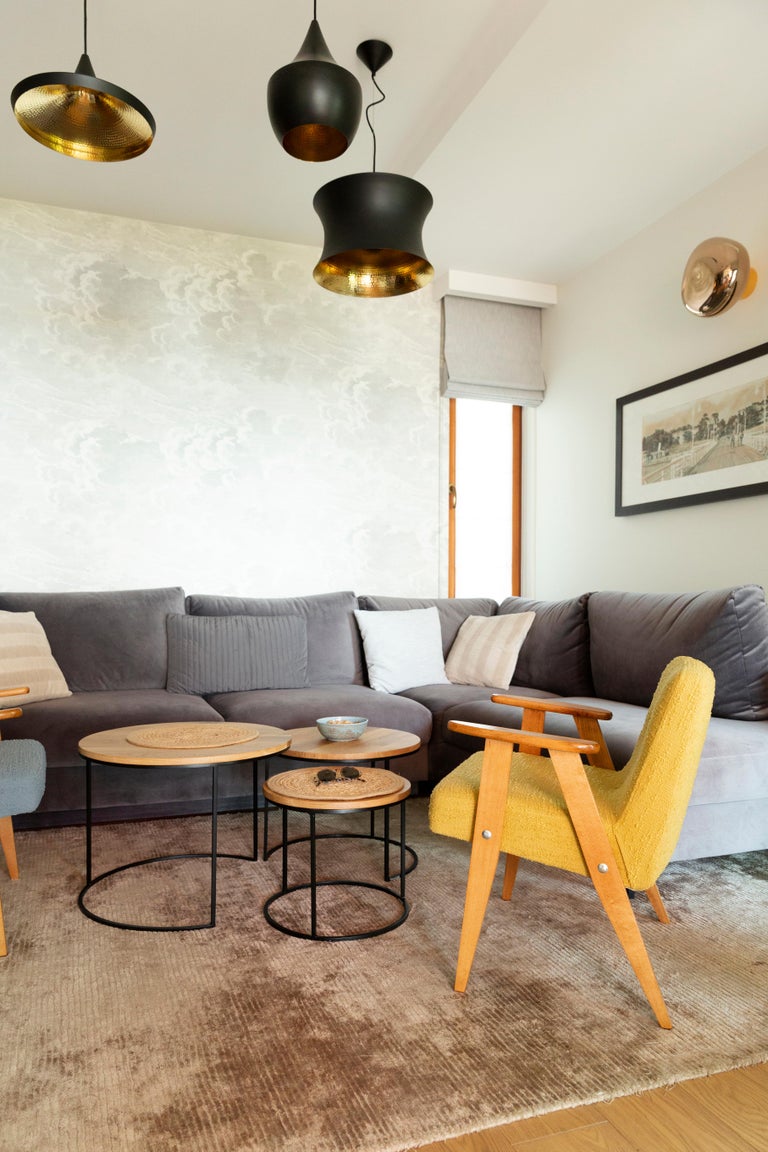 Pair of Midcentury 366 Club Armchairs in Gray Blue Boucle, Europe ...