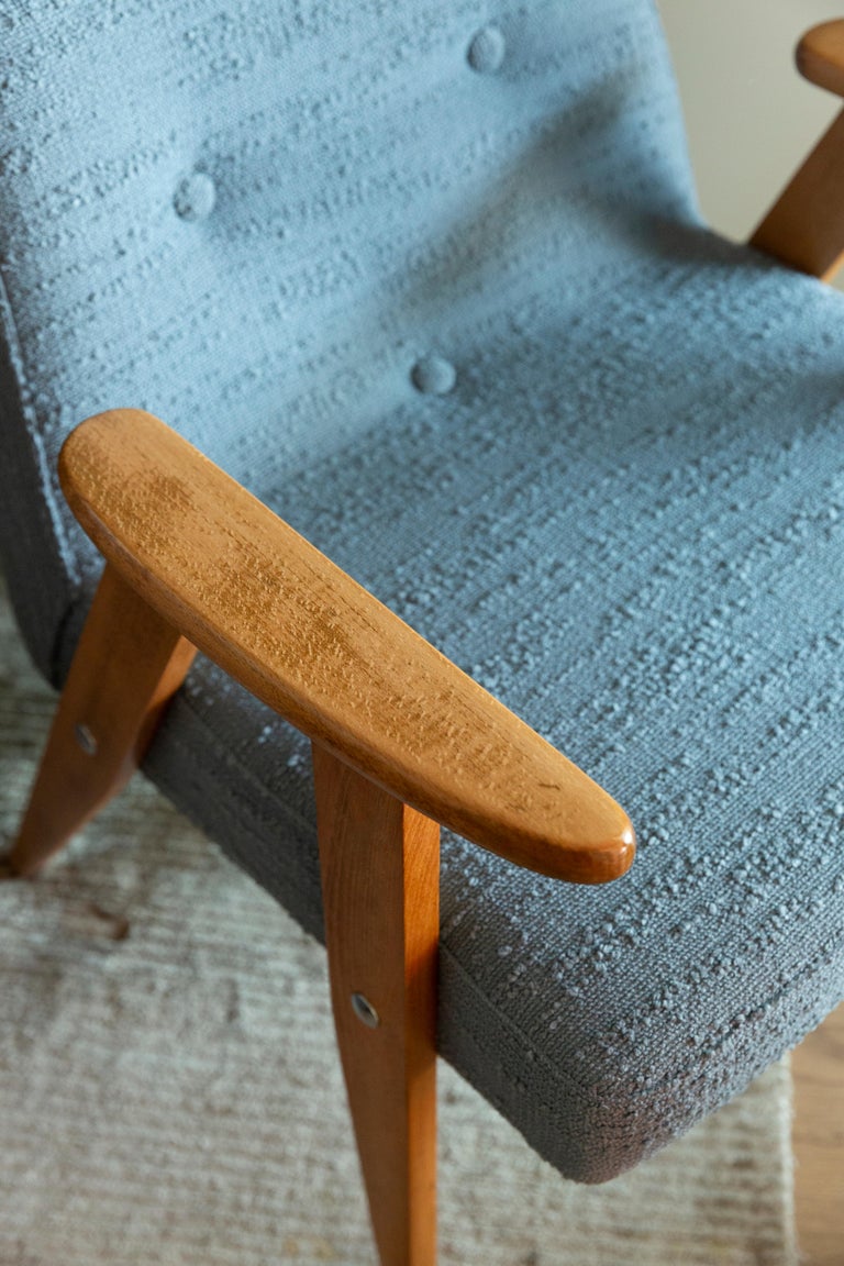 Pair of Midcentury 366 Club Armchairs in Gray Blue Boucle, Europe ...