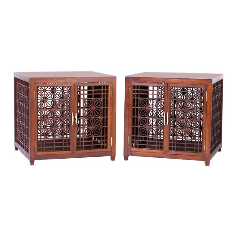 Pair of Midcentury Asian Inspired End Tables at 1stDibs