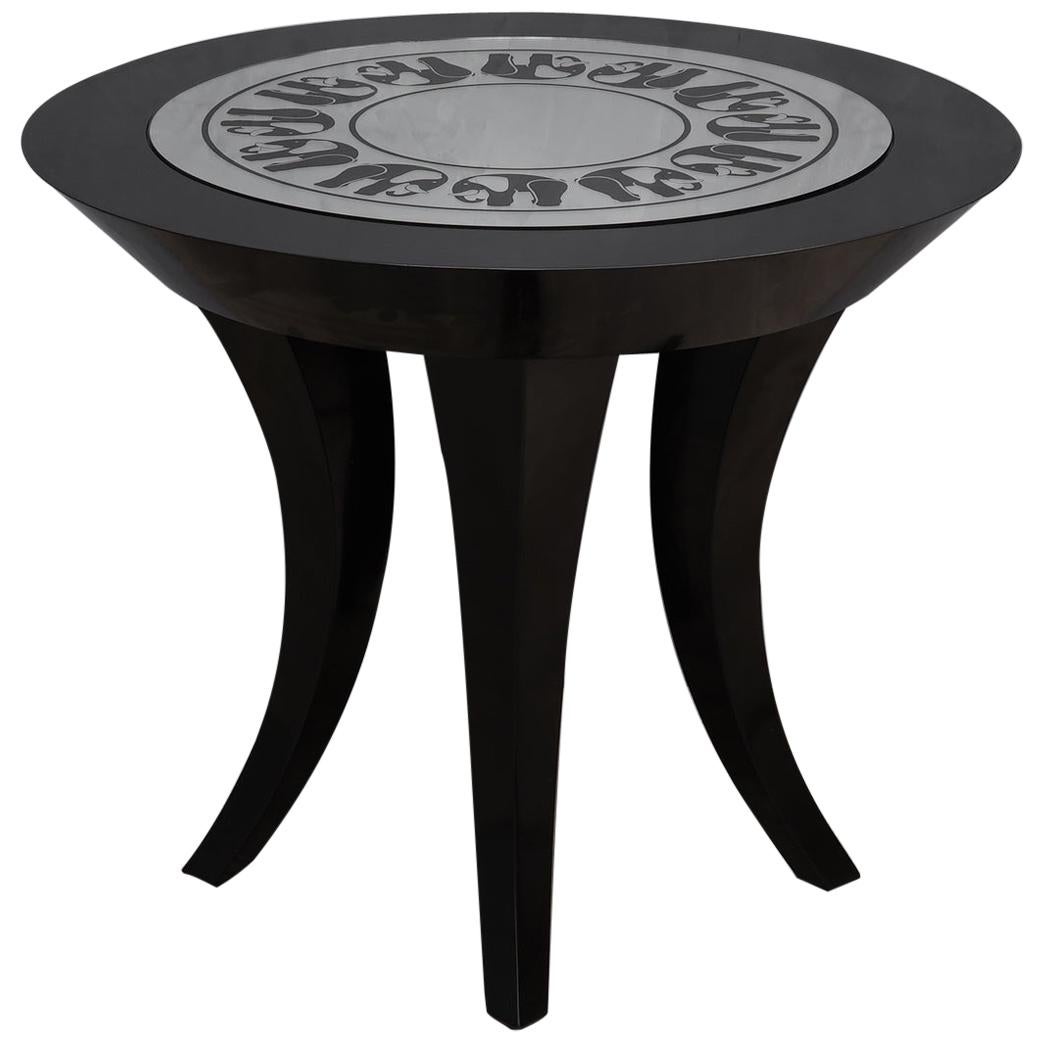 Midcentury Black Shellac and Mirror Italian Side Table, 1980 For Sale ...