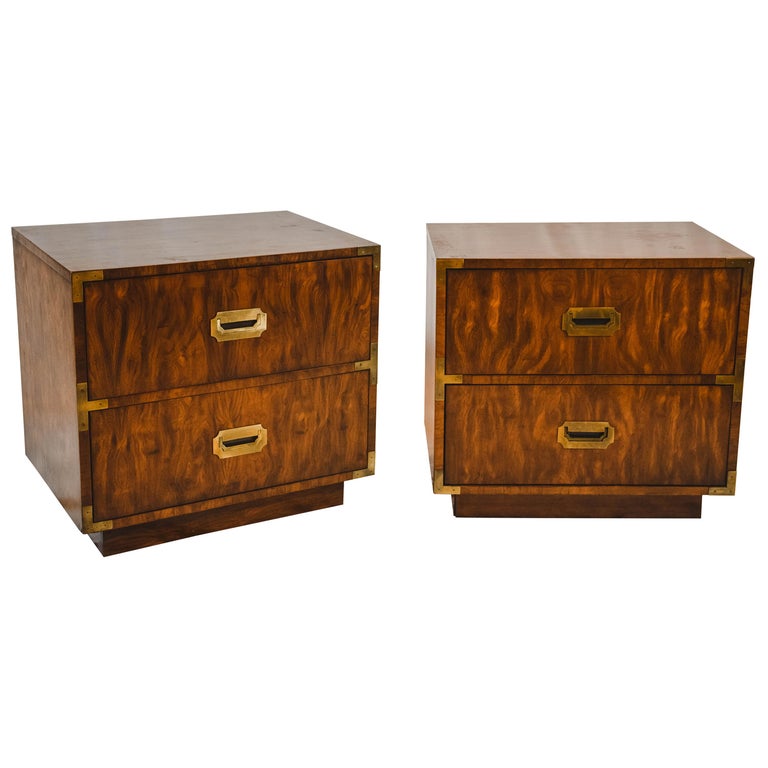 Pair of Midcentury Campaign Style End Tables by Dixie Furniture at ...