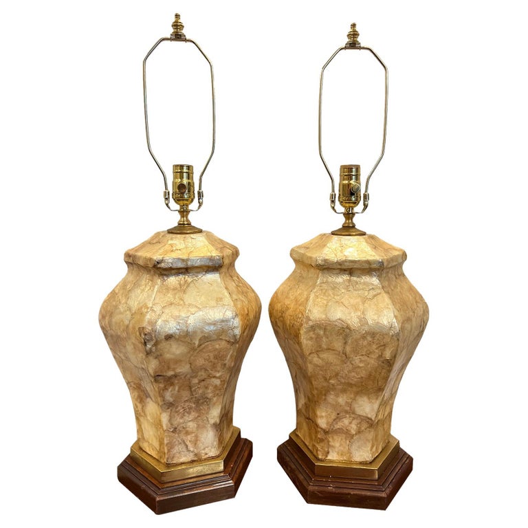 Pair of Midcentury Capiz Lamps For Sale at 1stDibs