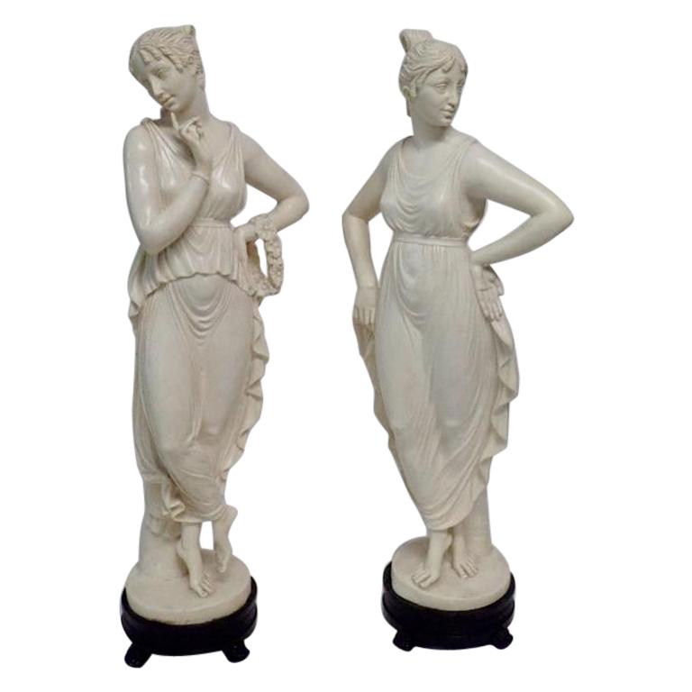 Pair of Midcentury Classical Women Sculptures at 1stDibs